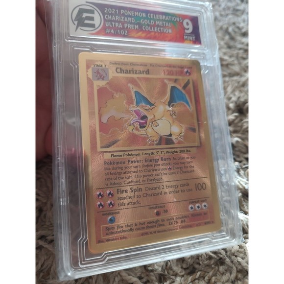 Toys | Electric 9 Mint Charizard 412 Metal Gold Ultra Premium Collection Pokemon Card | Poshmark